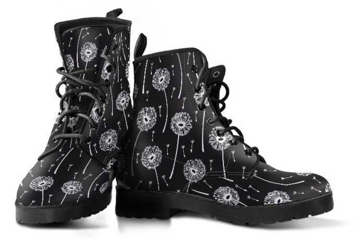 Dandelion Seeds Boots-combat Boots Vegan Boots Women's - Etsy UK