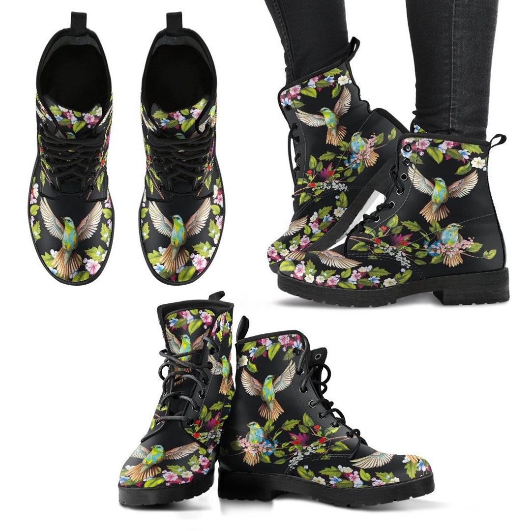 Tropical Hummingbird V1 Boots-combat Boots Vegan Boots Women's Boots ...