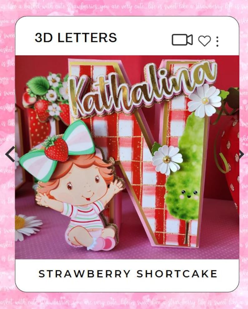 Strawberry Shortcake 3D Letters: Birthday Party Decorations - Etsy