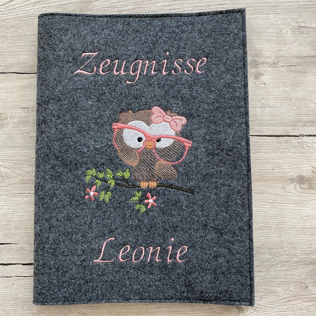 Zeugnismappe mit Namen, Zeugnismappe personalisiert, Zeugnismappe Filz, Geschenk zum Schulanfang ...