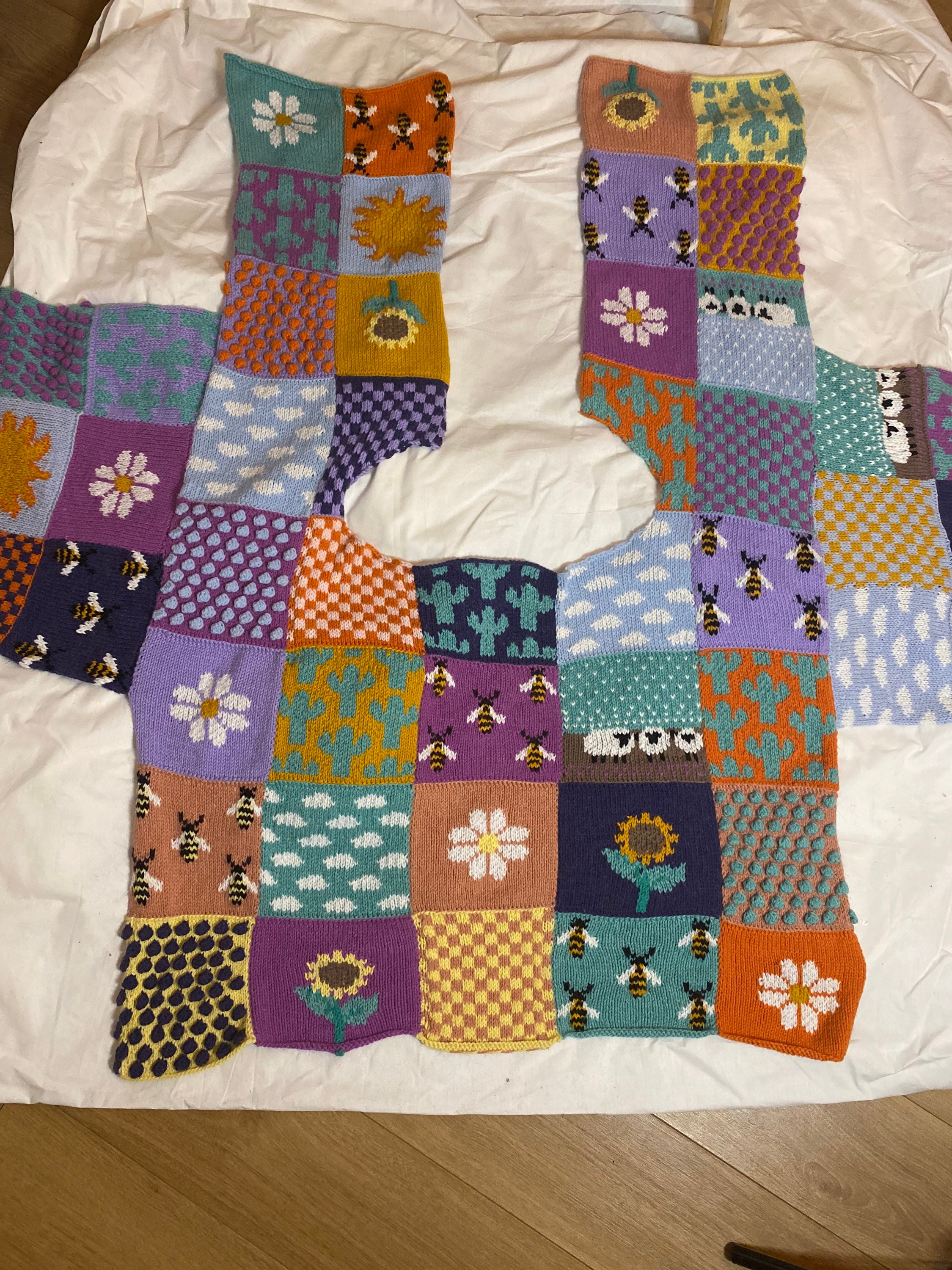 Patchwork Knit Cardigan, Granny Square Oversized Crochet Patchwork Knit Cardigan, Granny Square Oversized Crochet