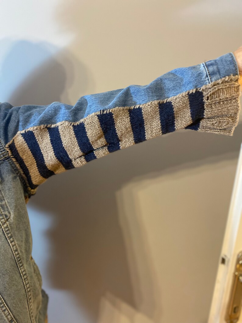 Knitted Jean Jacket With Owl Personalized Custom Embroidered - Etsy