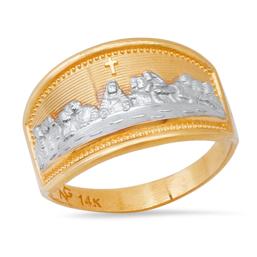 14K Yellow Gold Last Supper Ring - Etsy