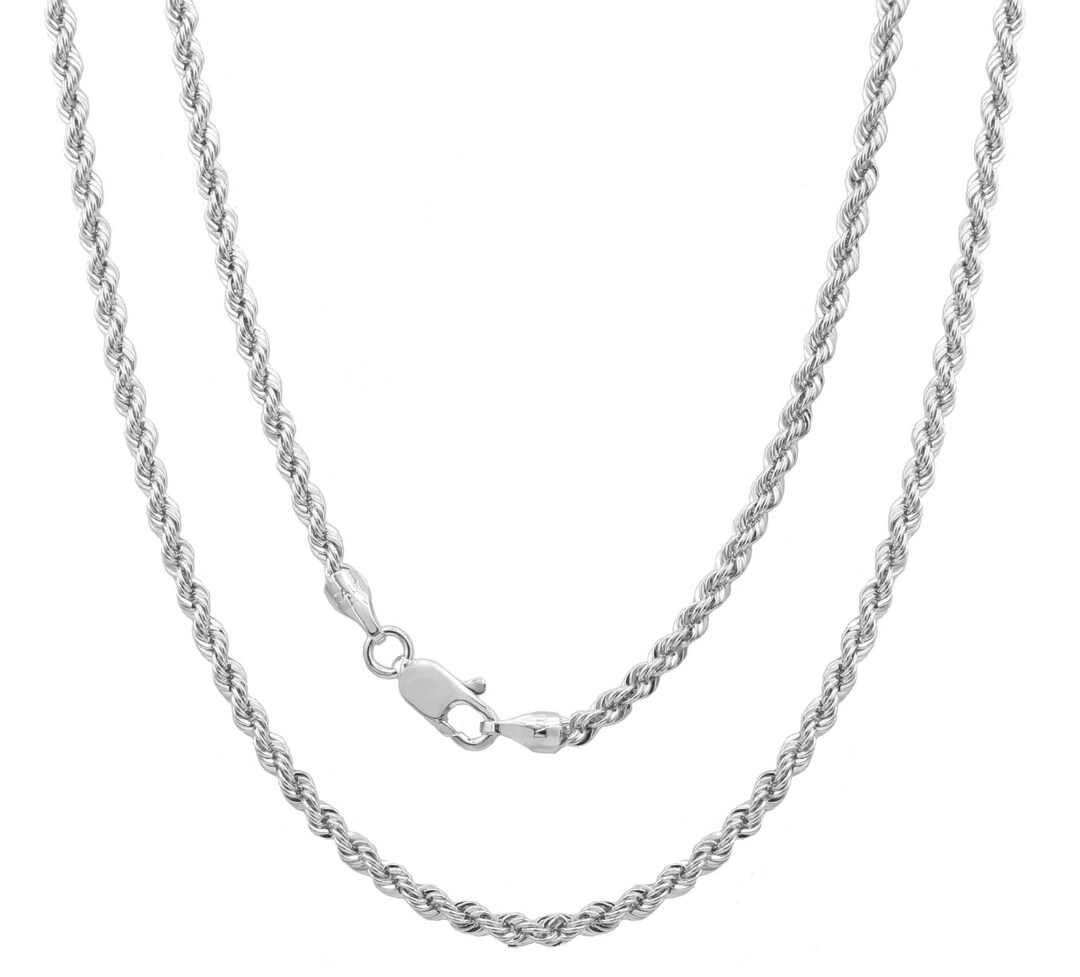 Rhodium Plated Bronze 3mm Laser Cut Italian Rope Chain Necklace - Etsy