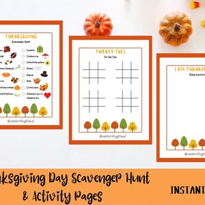 Thanksgiving Day Scavenger Hunt and Activity Pages. Kids Tic Tac Toe ...