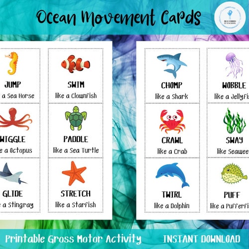 Ocean Theme Gross Motor Activity 12 Movement Cards - Etsy Australia