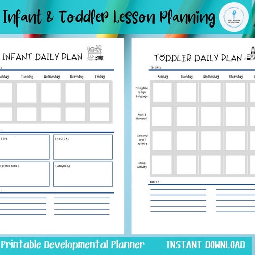 2 Pack Infant and Toddler Weekly Lesson Plan Daycare Nanny - Etsy