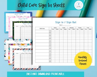 Daycare Monthly Sign in Sheets - Etsy