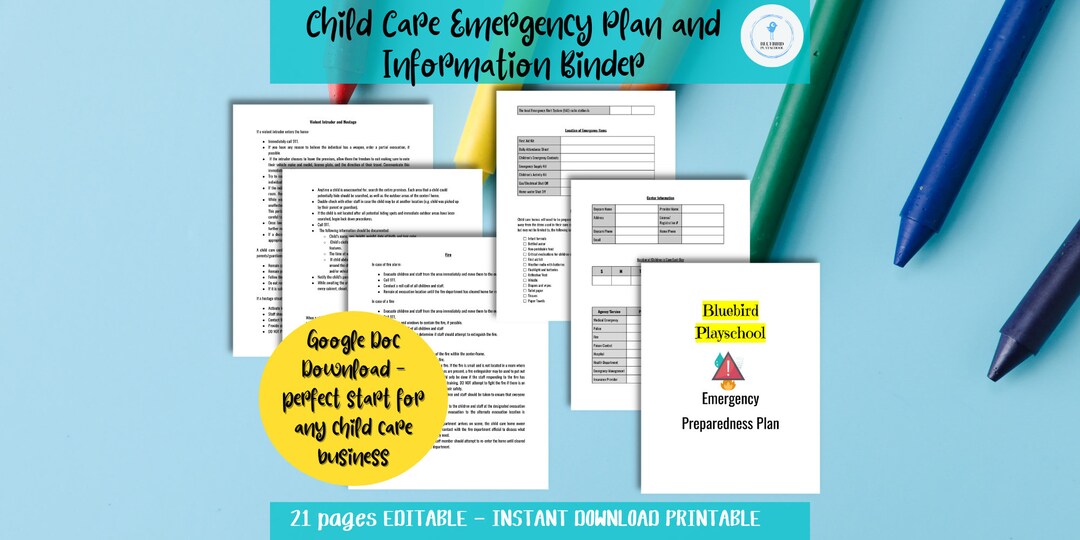 Emergency Plan Binder, Home Daycare, Disaster Preparedness Information ...