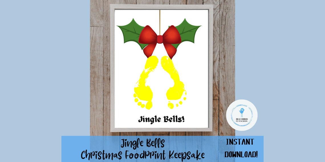 Christmas Footprint Jingle Bells Art Craft Keepsake Template, Baby ...