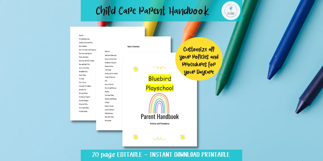 Parent Handbook, Customize Policies and Procedures, Home Daycare ...