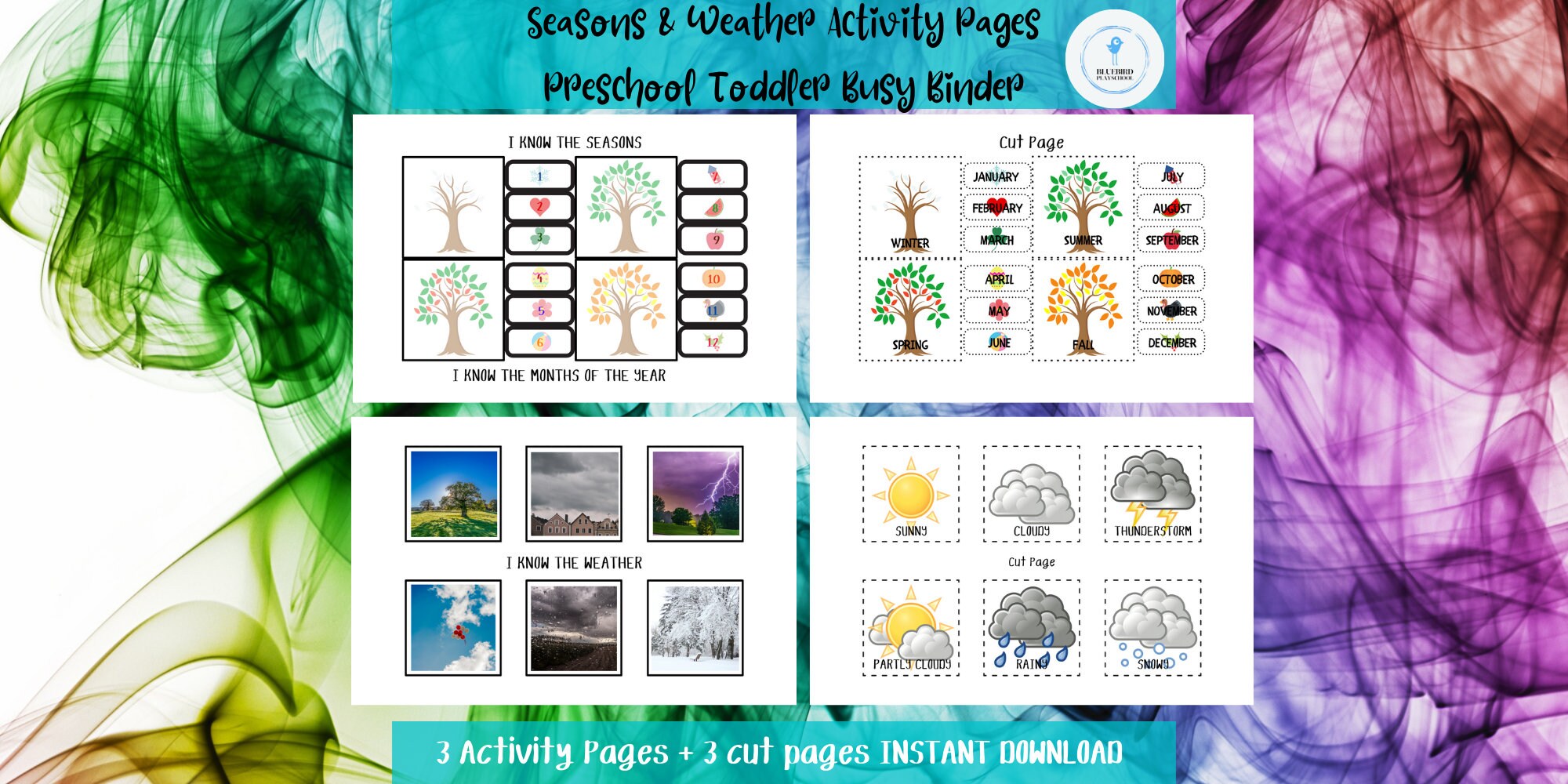 Toddler Preschool Busy Pages, Weather,days of the Week, Seasons, Months ...