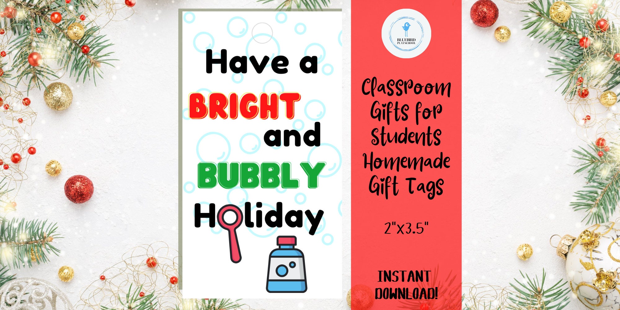 Have a Bright and Bubbly Holiday Christmas Holiday Gift Tag, Student ...