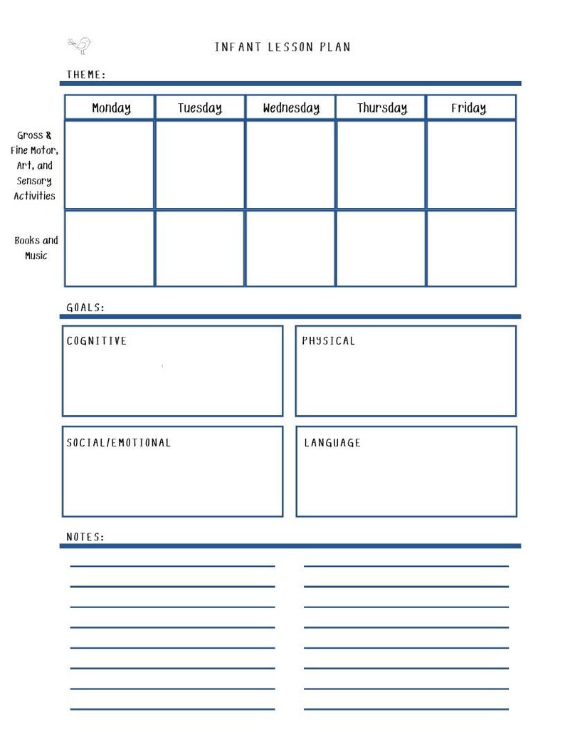 Infant Weekly Lesson Plan, Daycare Nanny Development Planner - Etsy