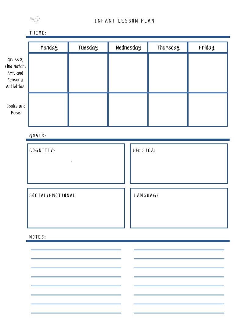Infant Weekly Lesson Plan, Daycare Nanny Development Planner - Etsy