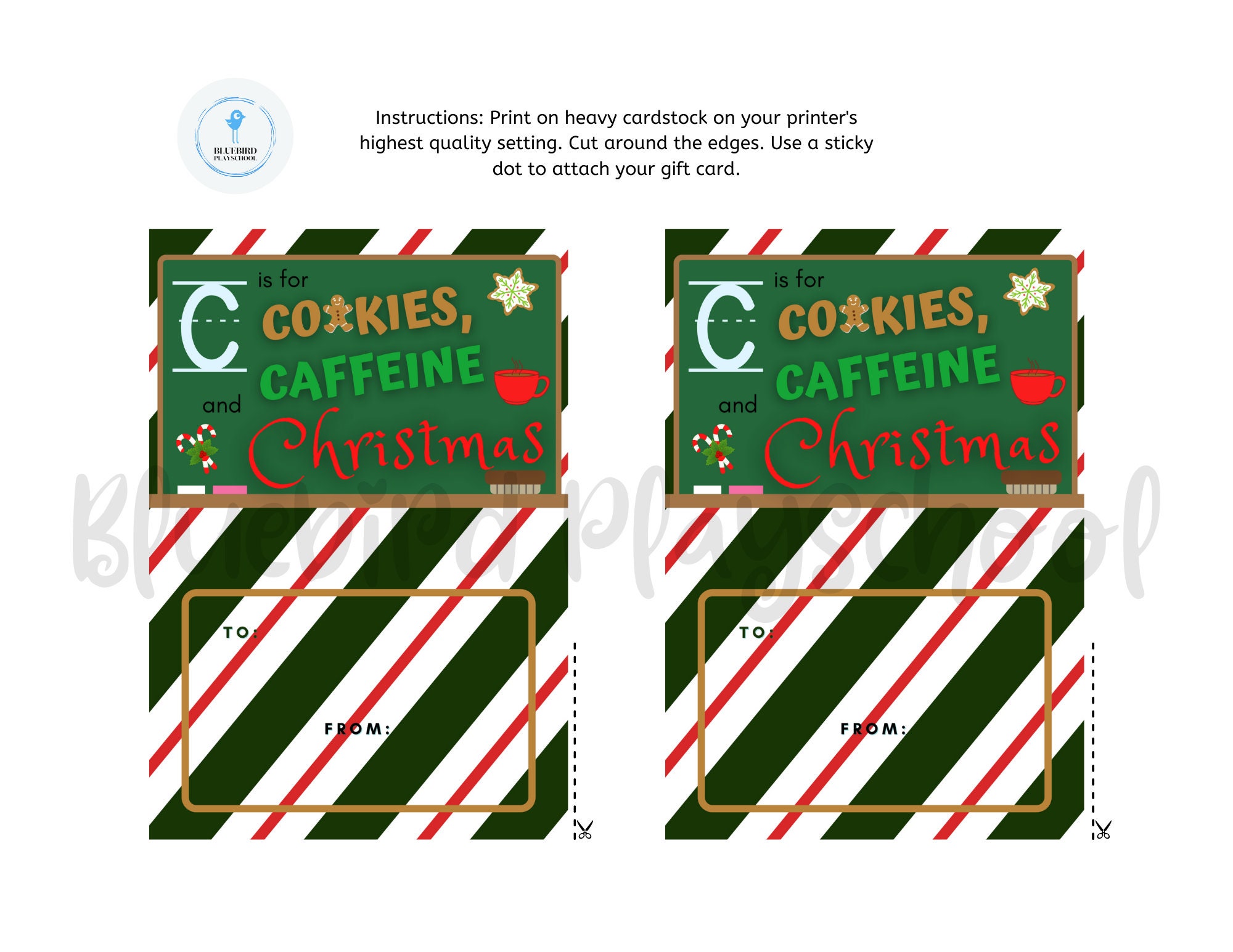 Teacher Christmas Gift Card Holder, Cookies & Caffeine Design ...