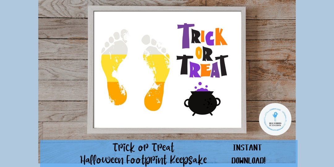 Trick or Treat, Candy Halloween Footprint Art Craft Keepsake Template ...