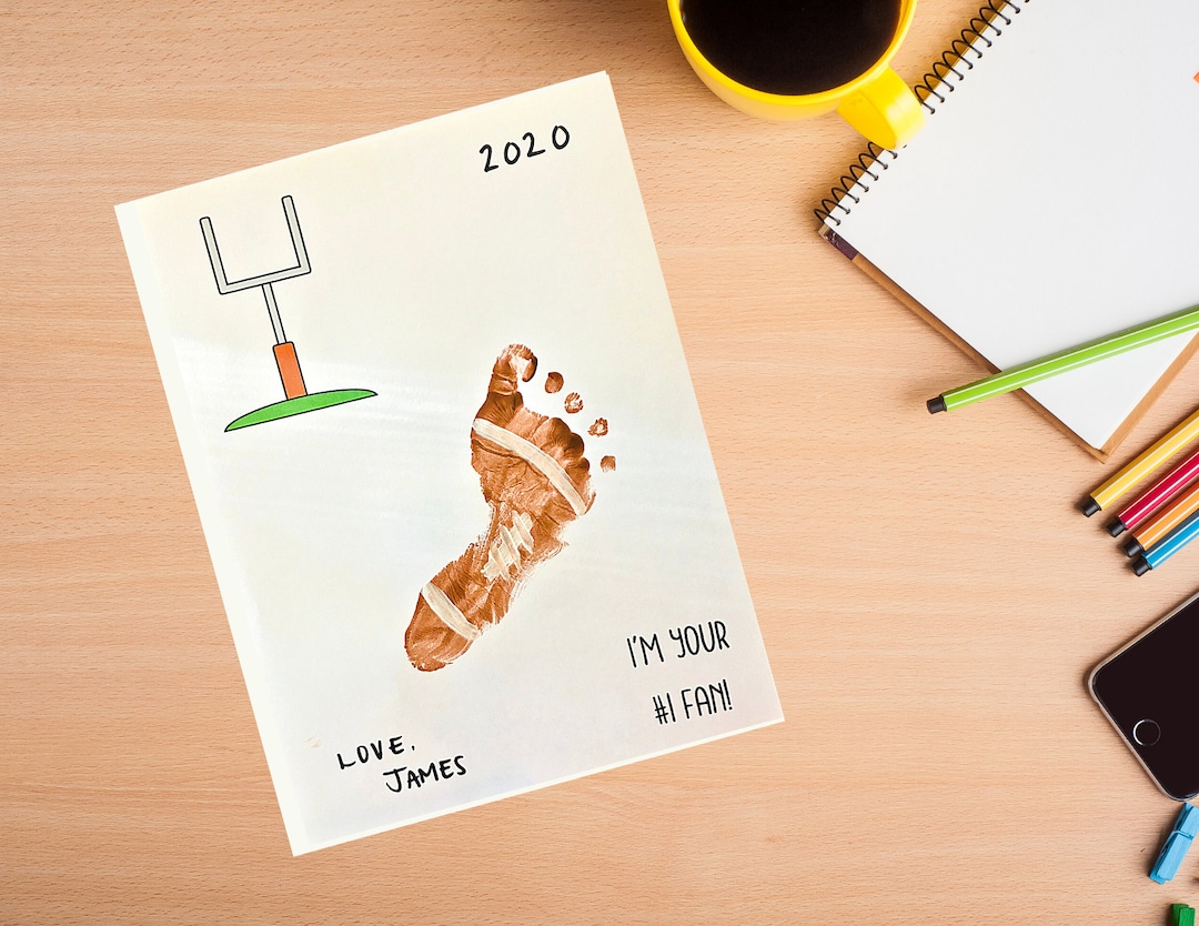 Football Footprint Art, Father's Day Gift, Kid Keepsake (PDF Pattern ...