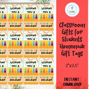 Wishing You a Colorful Holiday Christmas Gift Tag, Classmate Gift ...