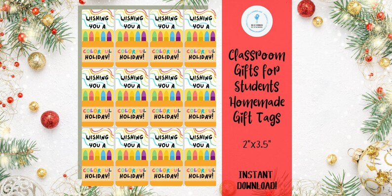 Wishing You a Colorful Holiday Christmas Gift Tag, Classmate Gift ...