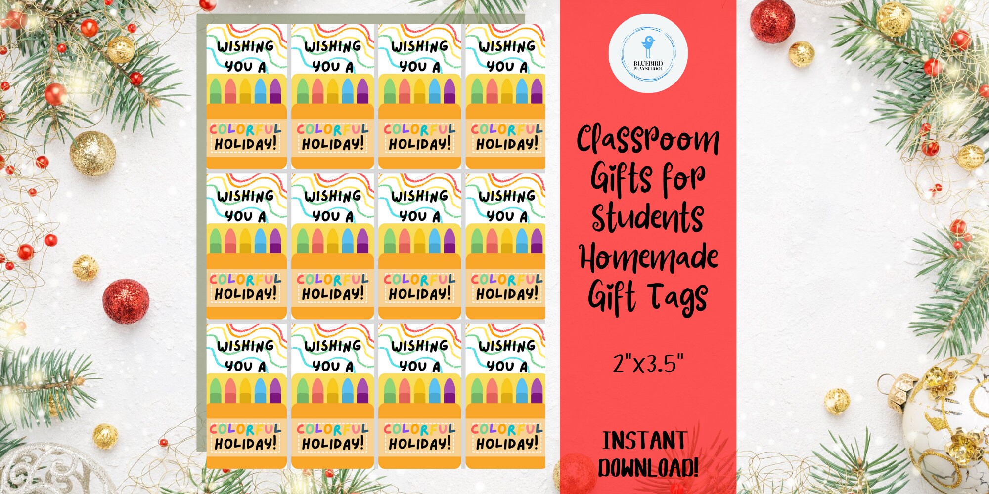 Wishing You a Colorful Holiday Christmas Gift Tag, Classmate Gift ...