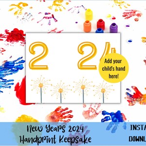 New Years Sparklers 2024 Handprint Art Craft Keepsake Template, Baby ...