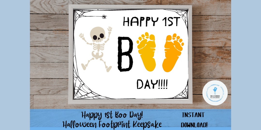 Happy 1st Boo Day, First Halloween Footprint Art Craft Keepsake ...