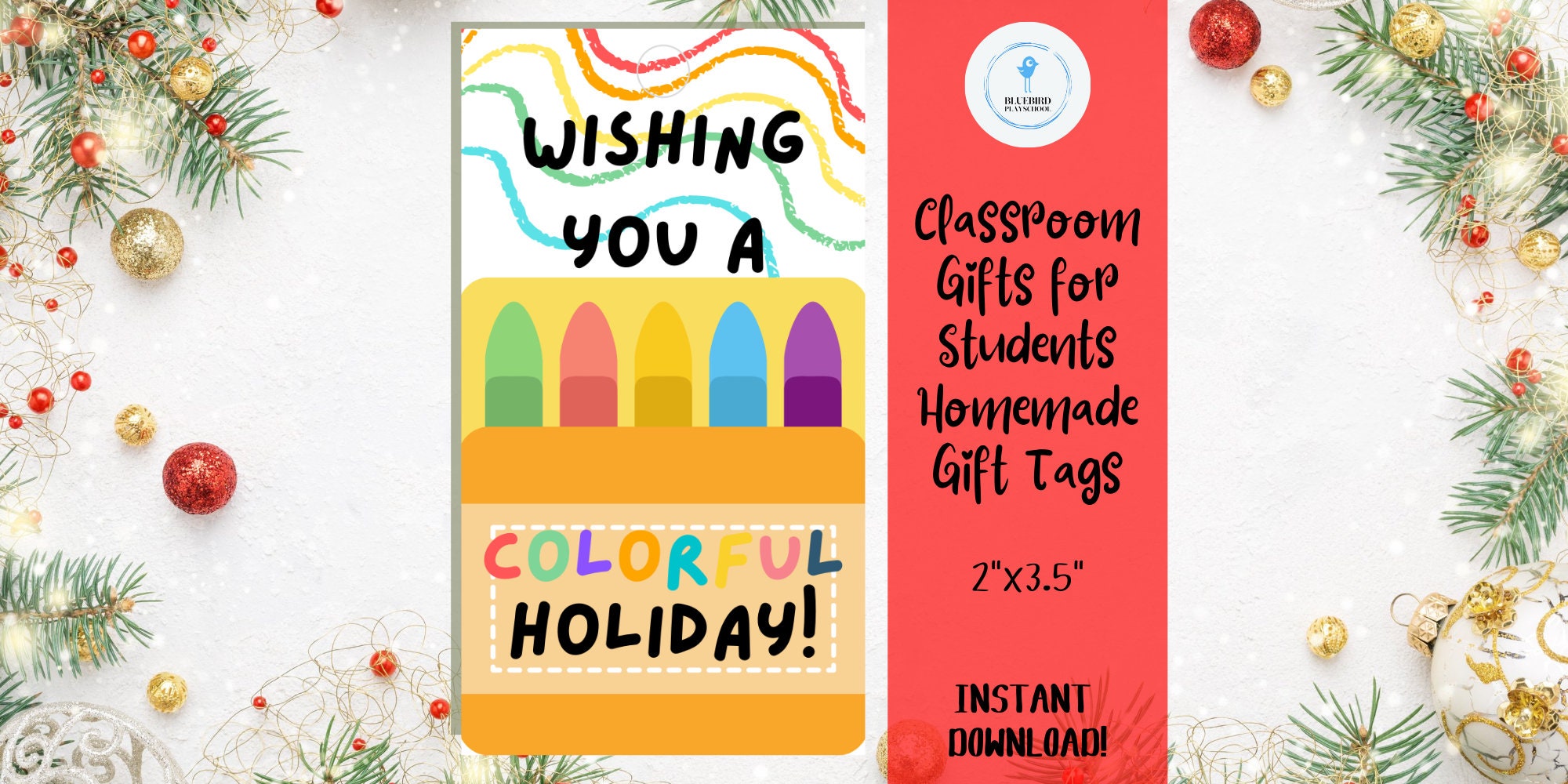 Wishing You a Colorful Holiday Christmas Gift Tag, Classmate Gift ...