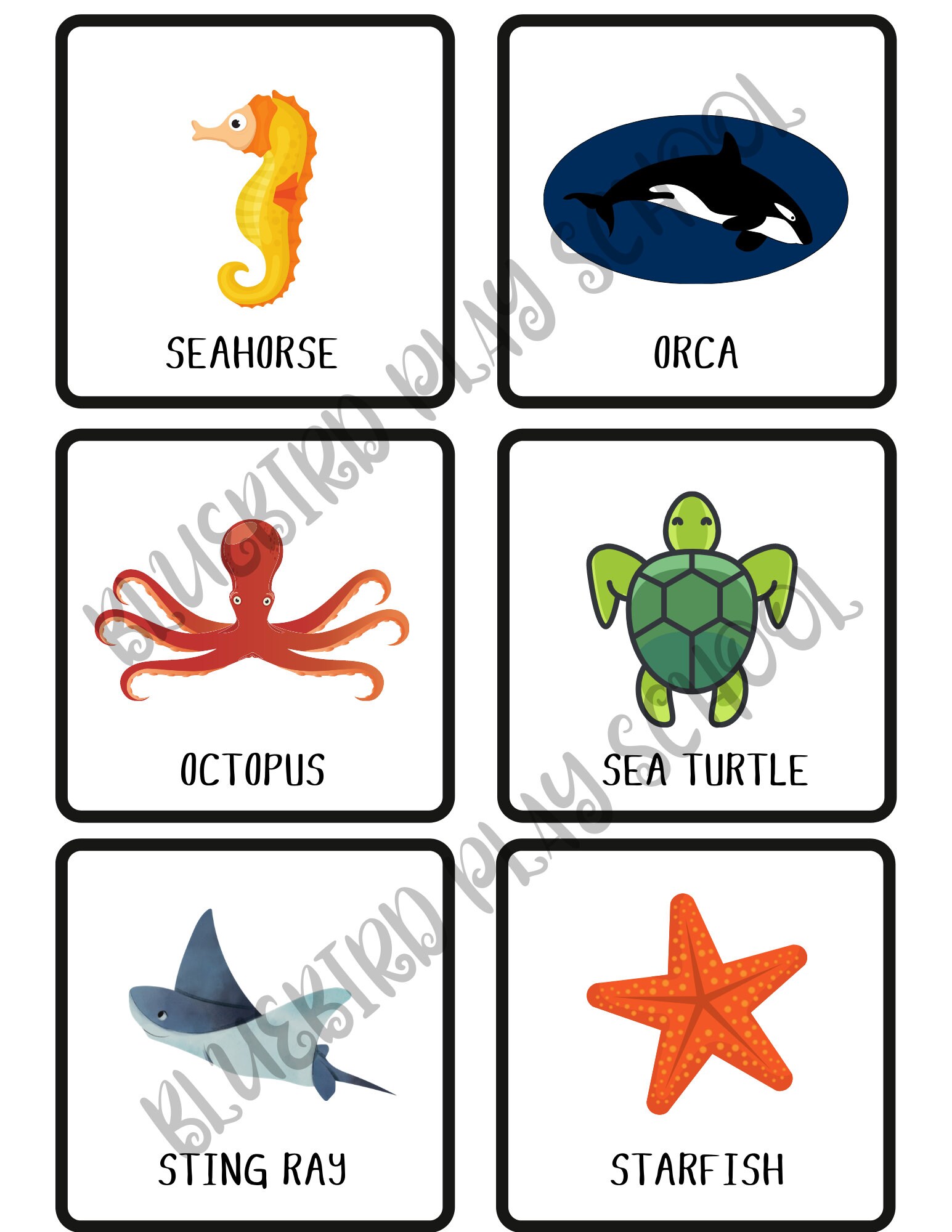 Ocean Theme Visual Flashcards Daycare Circle Time Language Builder ...