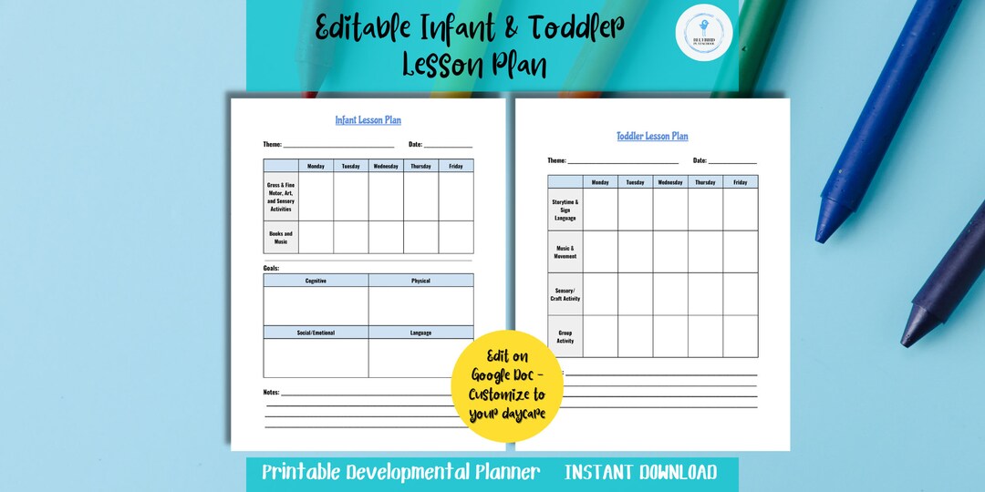 2 Pack - Infant and Toddler EDITABLE Lesson Planners, Home Daycare ...