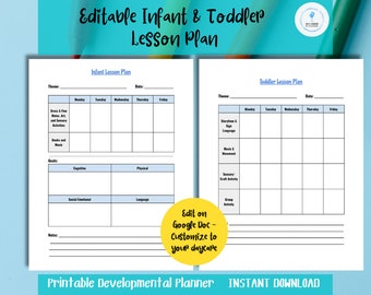 2 Pack Infant and Toddler Weekly Lesson Plan, Daycare Nanny Development ...