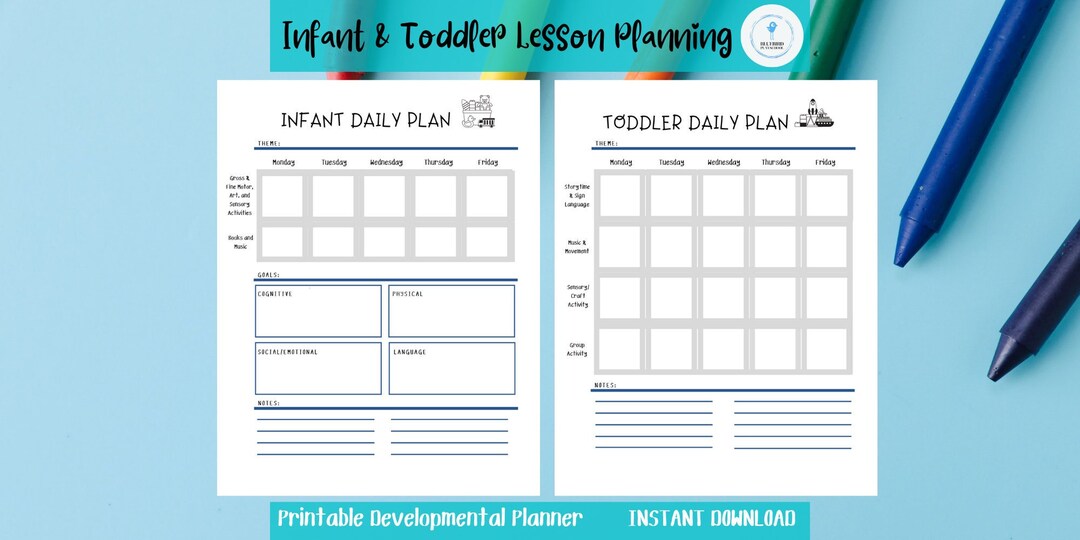 2 Pack - Infant and Toddler Weekly Lesson Plan, Daycare Nanny ...