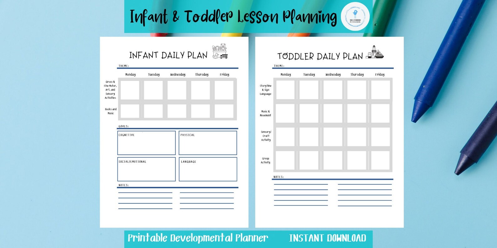 2 Pack - Infant and Toddler Weekly Lesson Plan, Daycare Nanny ...
