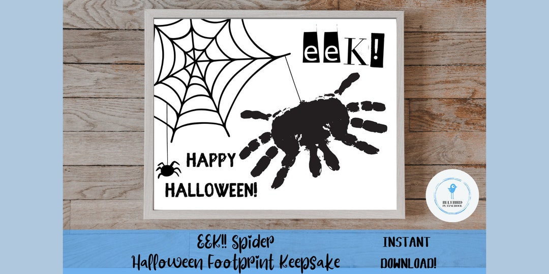 EEK! Cute Spider! Halloween Handprint Art Craft Keepsake Template, Baby ...