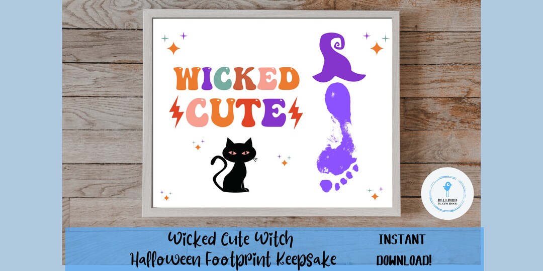 Wicked Cute Witch, Halloween Footprint Art Craft Keepsake Template ...