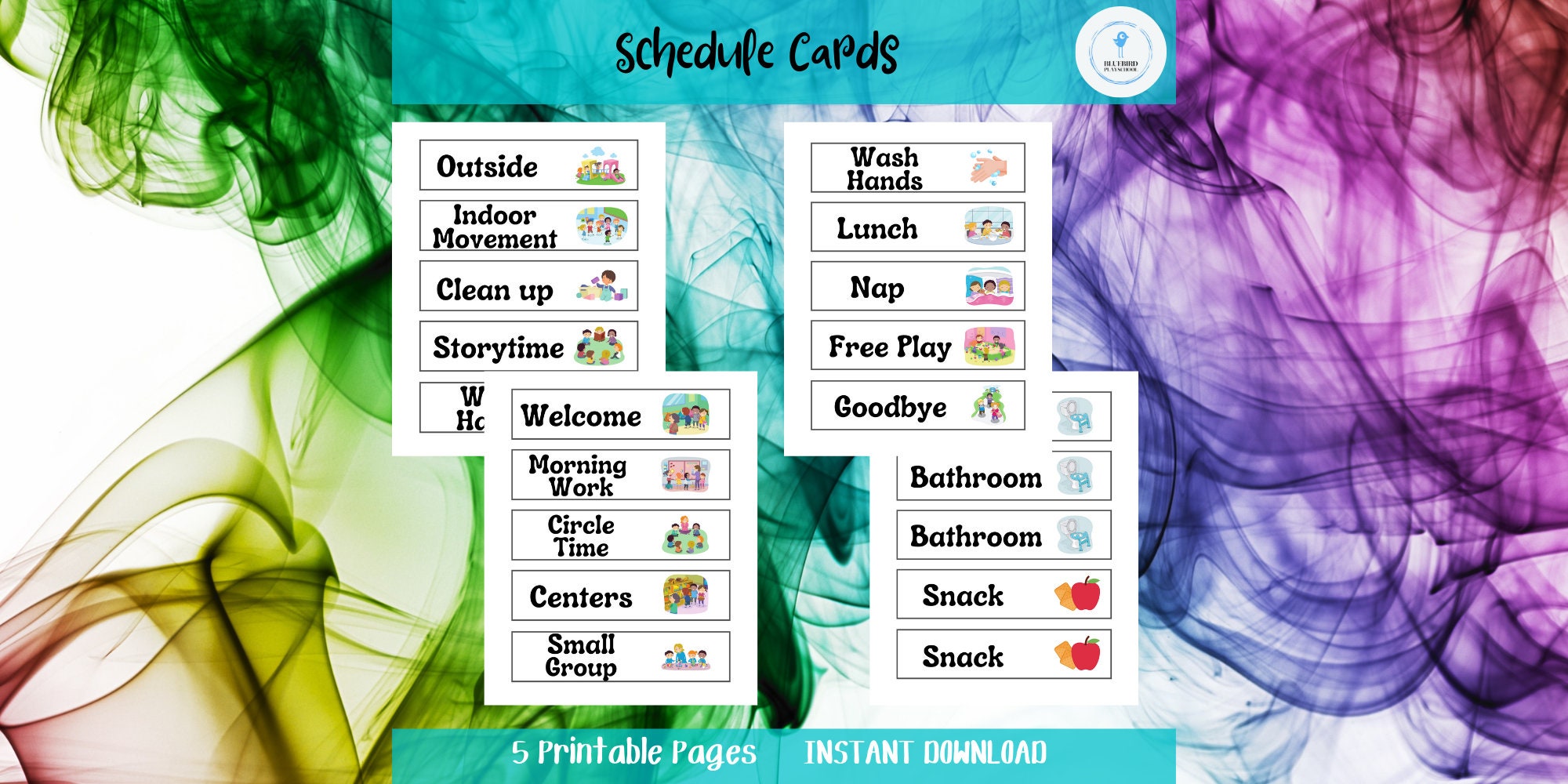 Preschool Schedule Cards, Daycare Routine, Pre-k, Toddler Daily Visual ...