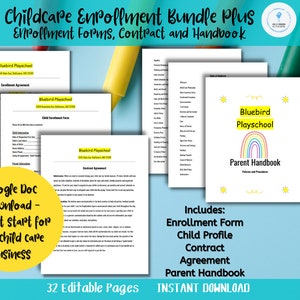 Child Care Enrollment Form Contract Agreement Parent - Etsy
