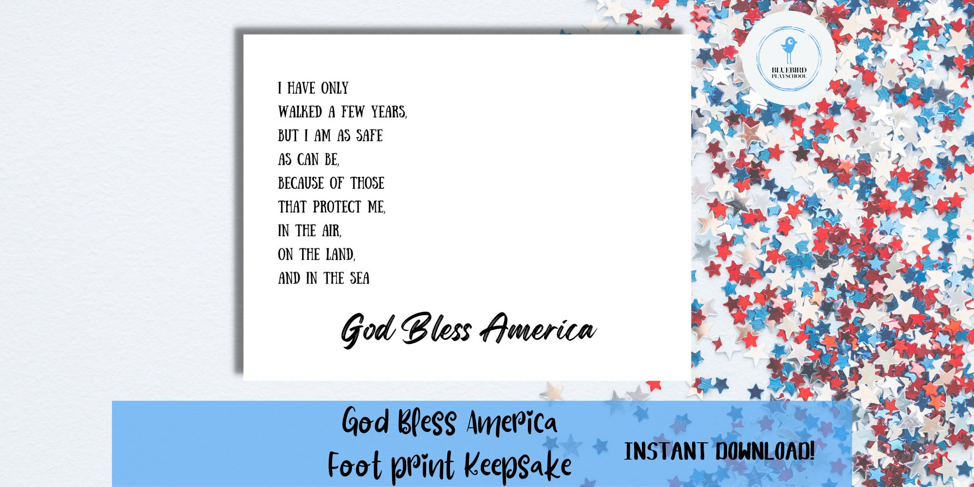 God Bless America, Poem Foot Print Art Craft Patriotic Keepsake, Baby ...