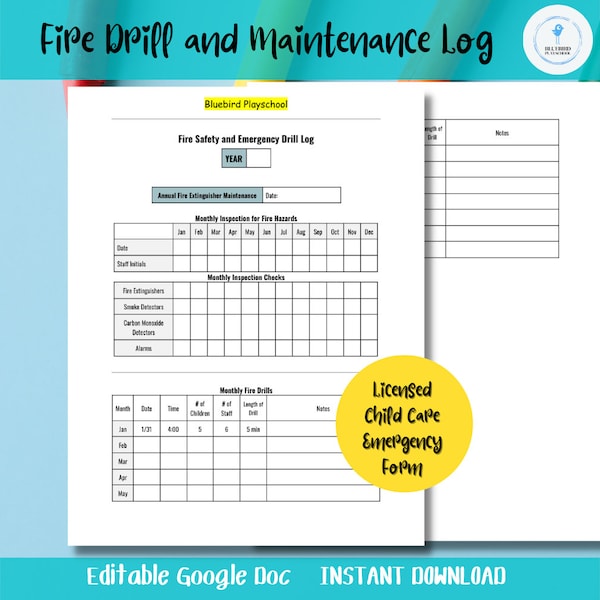 Fire Drill Log - Etsy