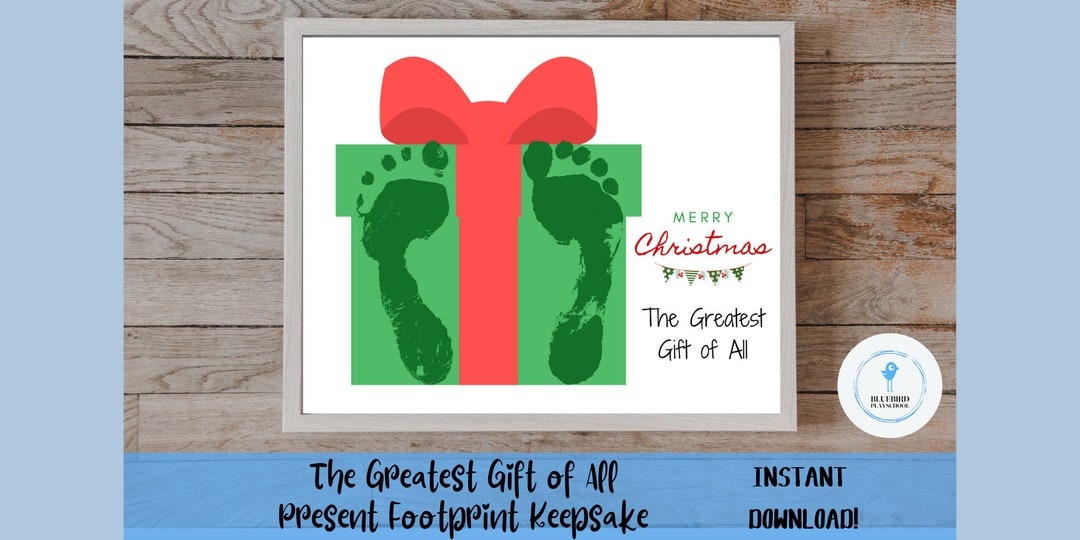 Christmas Footprint Gift Present Art Craft Keepsake Template, Baby ...