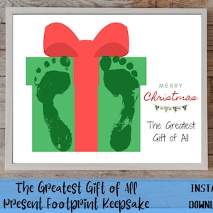 Christmas Footprint Gift Present Art Craft Keepsake Template, Baby ...
