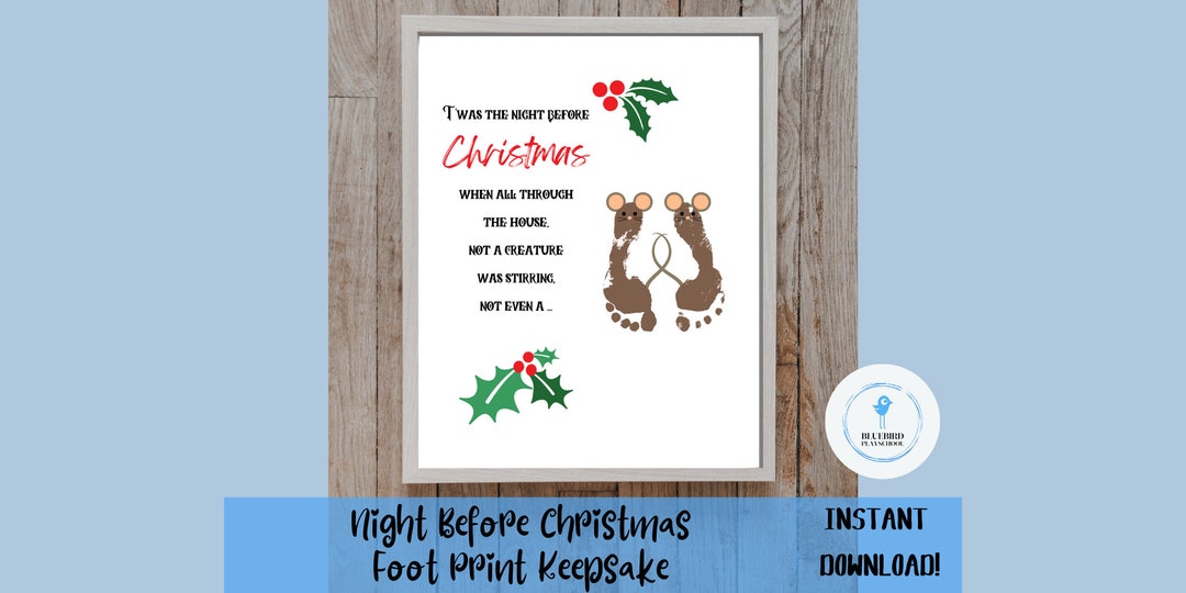 Night Before Christmas Footprint Mouse Art Craft Keepsake Template ...
