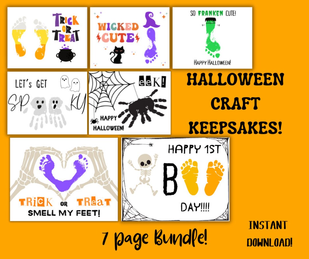 Halloween Handprint Footprint Art, Baby Toddler Keepsakes (digital ...