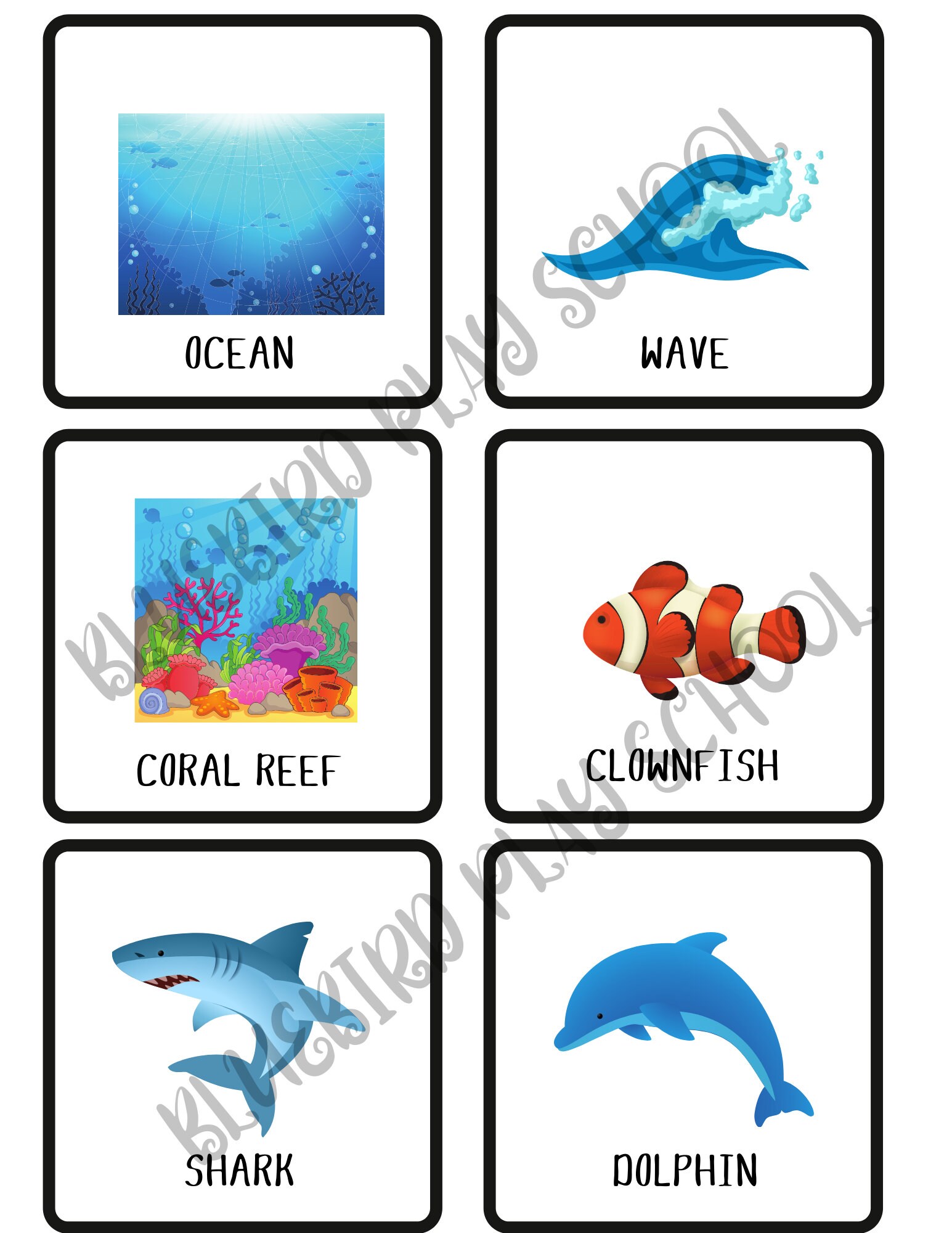 Ocean Theme Visual Flashcards Daycare Circle Time Language Builder ...