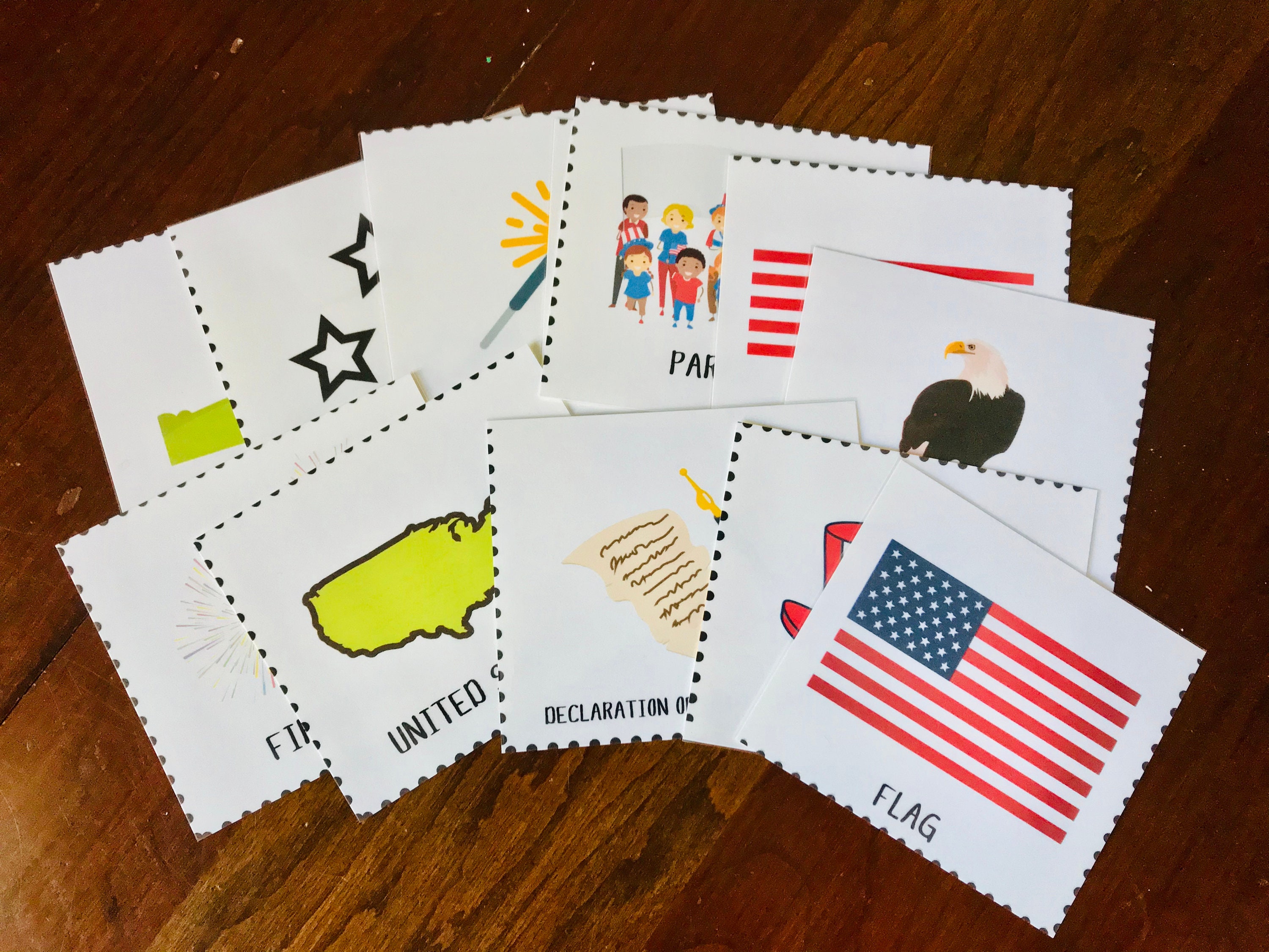 4th of July Visual Cards Patriotic Flash Cards Printable Digital ...