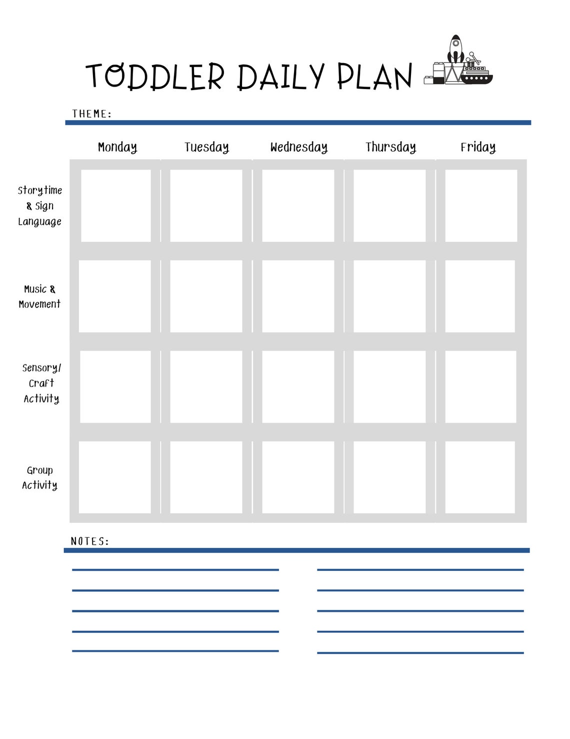 Toddler Weekly Lesson Plan, Daycare Nanny Development Planner - Etsy