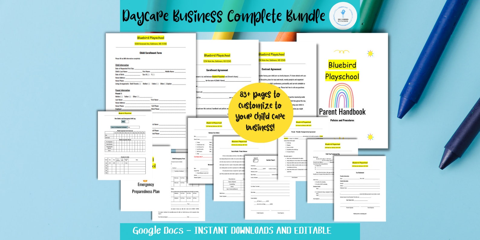 Daycare Forms Complete Child Care Business Starter Bundle, Customize ...