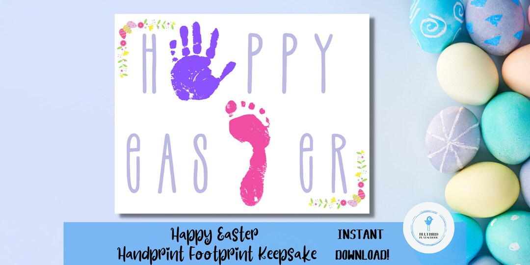 Happy Easter Handprint Footprint Easter Craft Keepsake, Infant Toddler ...