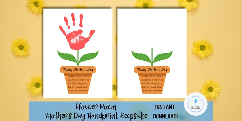 Help Me Grow Flower Handprint Art Craft Keepsake Template, Baby ...