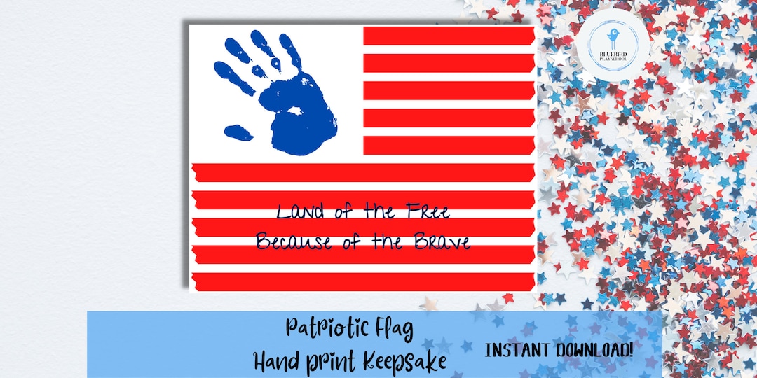 Patriotic Flag Handprint Art, Memorial Day Keepsake (instant Download ...